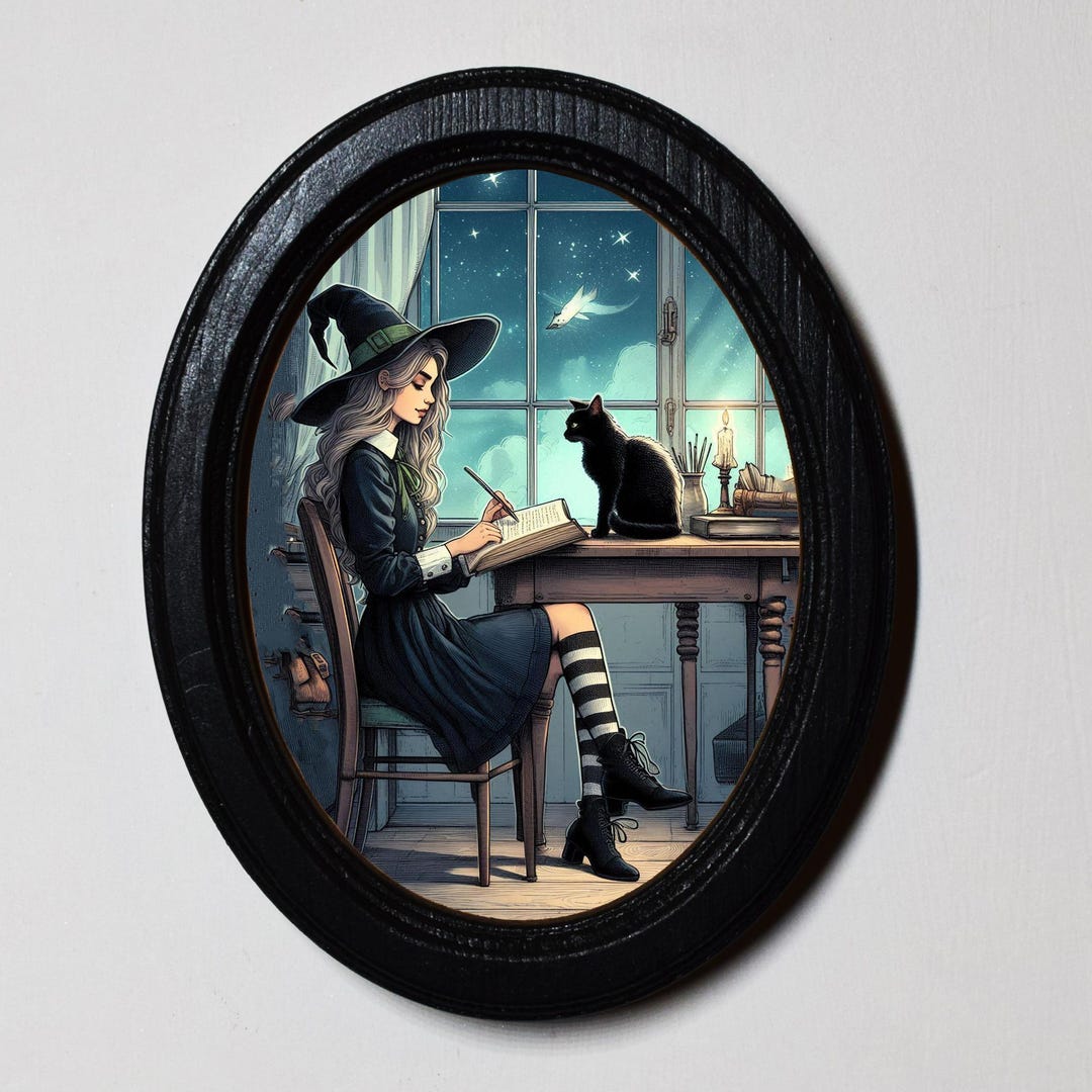 Halloween Witch Homework Framed Picture, Spooky Wall Hanging - Etsy