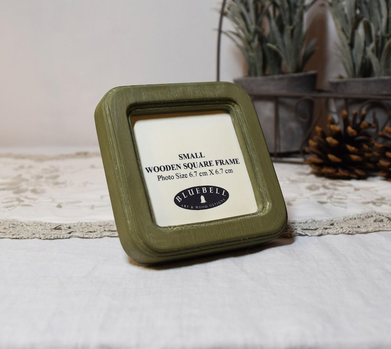 Olive Green Square Handmade Wooden Photo, Cross Stitch Embroidery ...