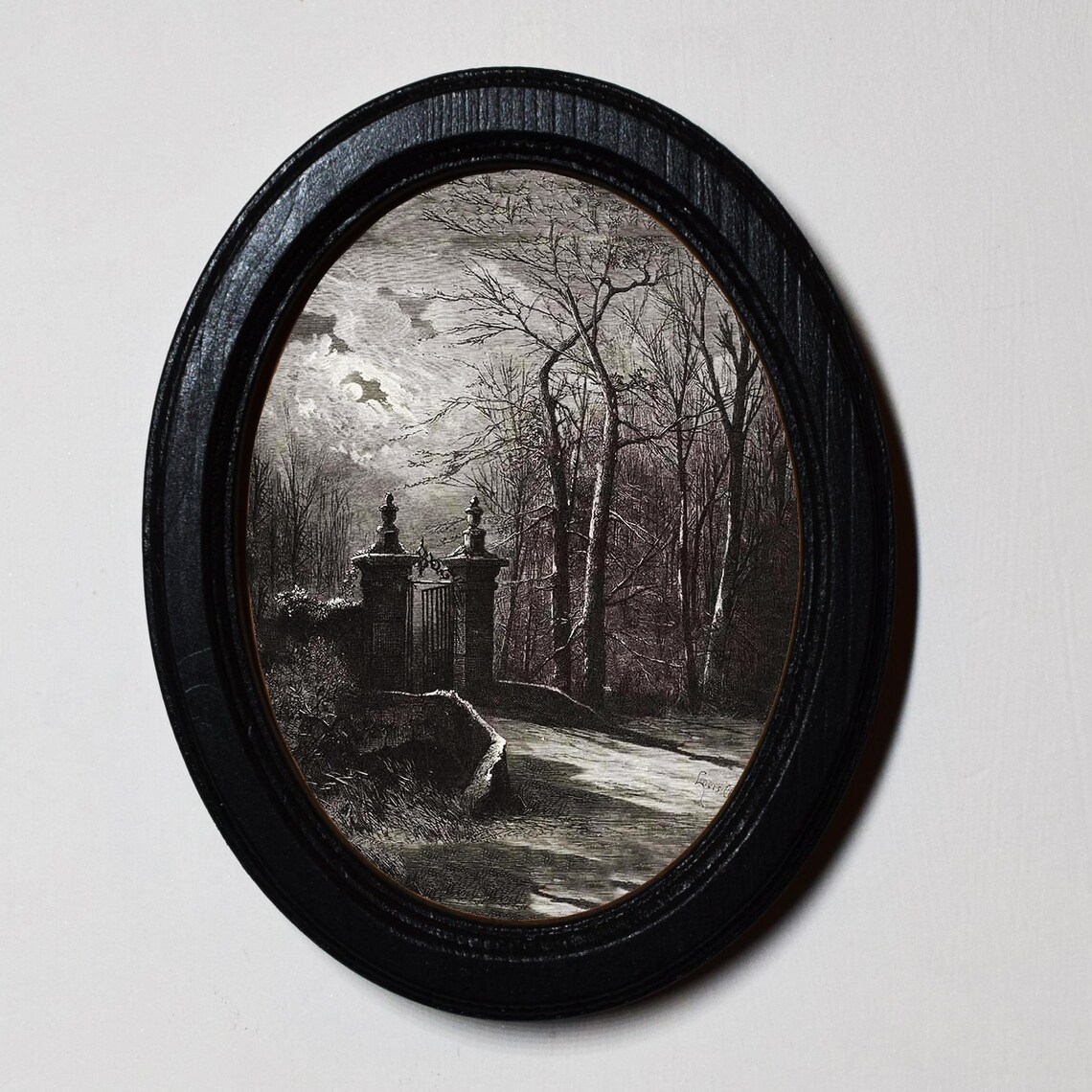 Halloween Black Oval Wooden Framed Picture, 3x4, 4x6, 5x7, Gothic Print ...