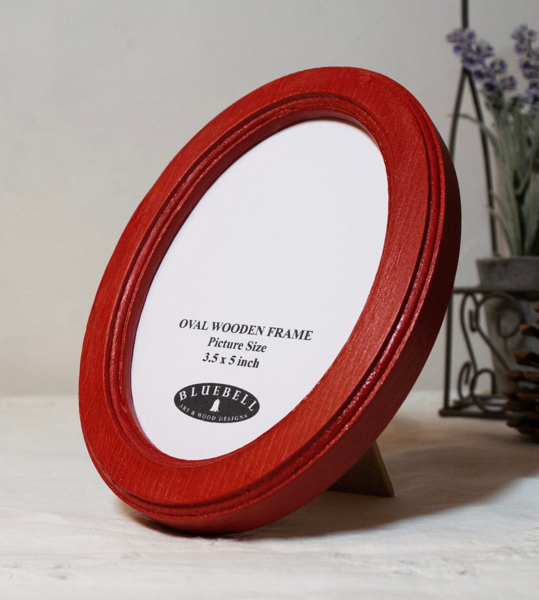 Red Oval Shaped Handmade Wooden Photo Frame Antique Vintage Style ...