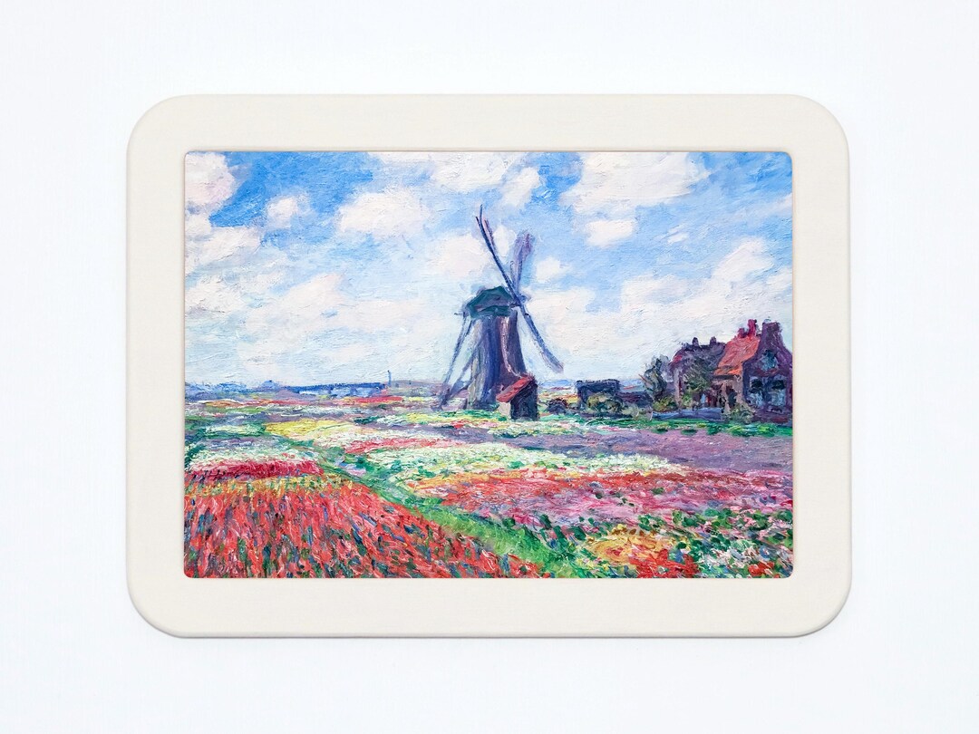 Field of Tulips in Holland Claude Monet Impressionism Flowers Windmill ...