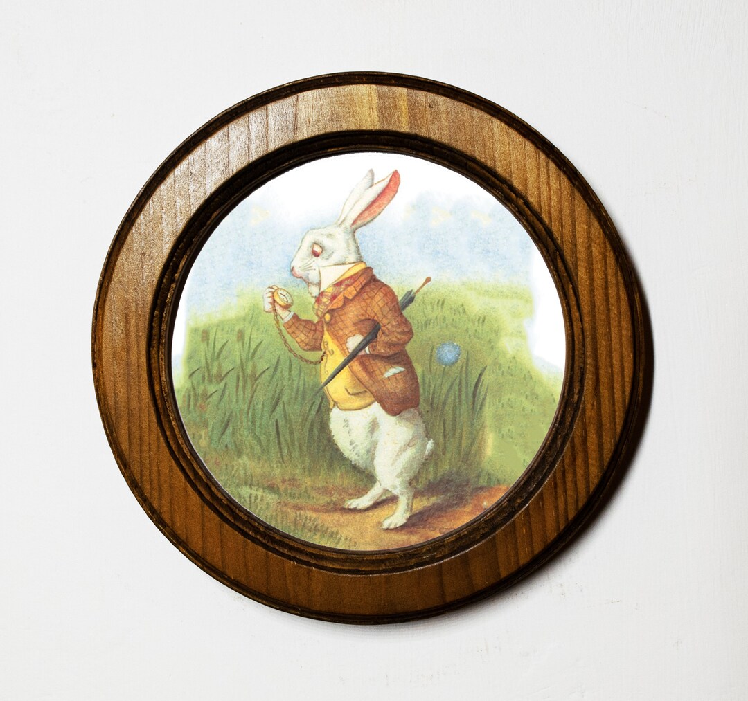 Handmade Alice in Wonderland Art Print, Light Oak Round Frame, Nursery ...