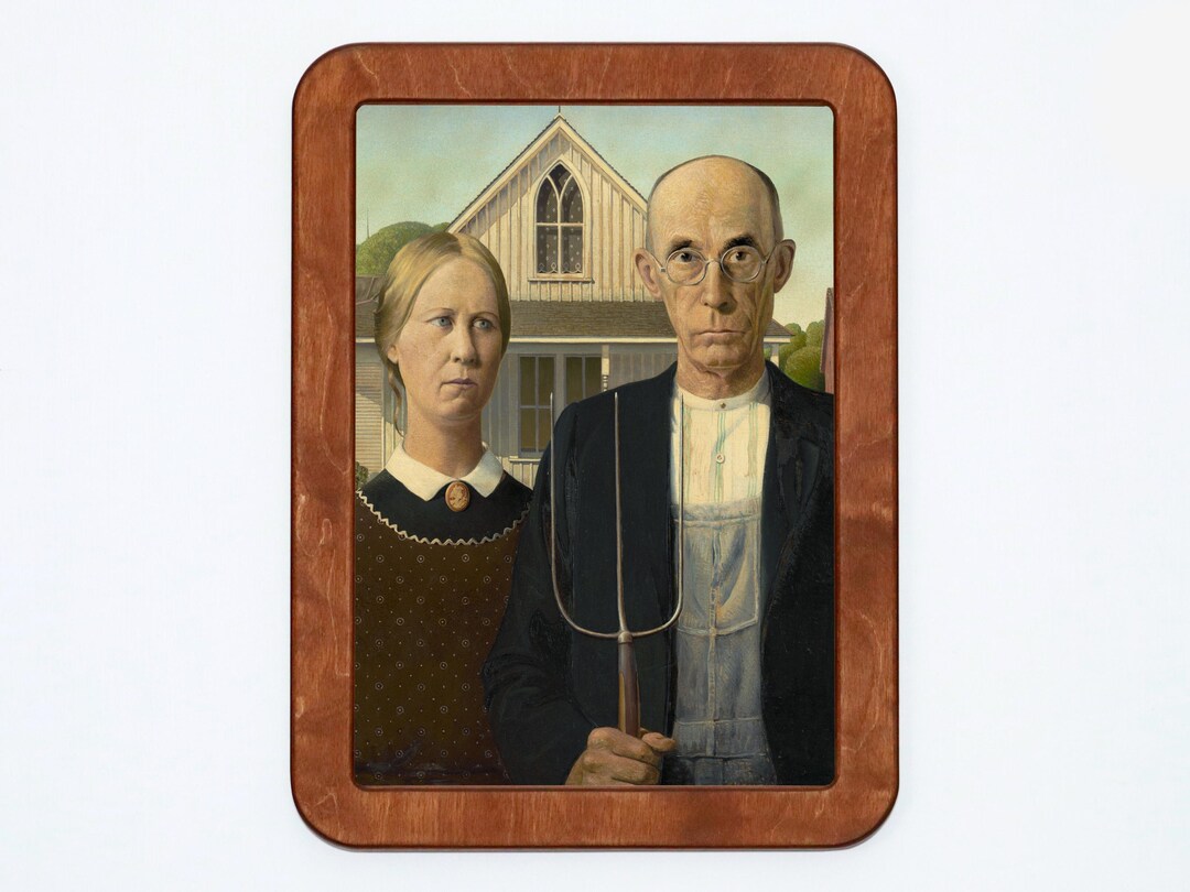 American Gothic Grant Wood Classic Painting Wooden Framed Art Print - Etsy