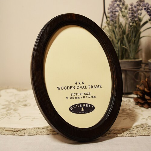 Dark Oak Small Oval Shaped Handmade Wooden Photo Frame Antique - Etsy