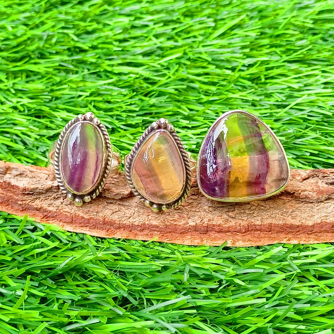 Blue John Ring, Blue John Fluorite Rings, 925 Sterling Silver Rings ...