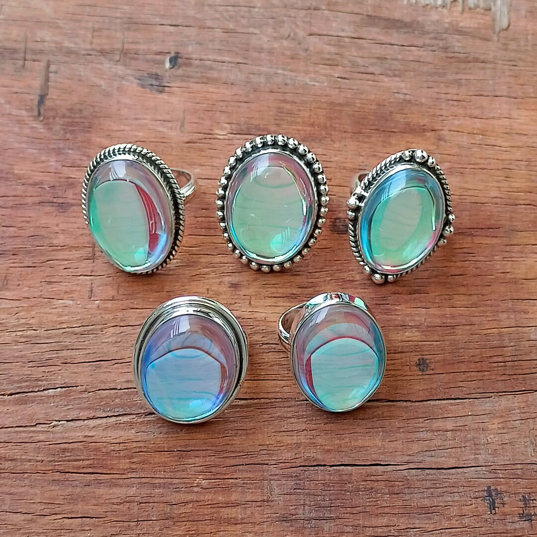 Angel Aura Quartz Ring, 925 Sterling Silver Ring, Aura Opal Ring, Aura Mystic Opal Ring ...