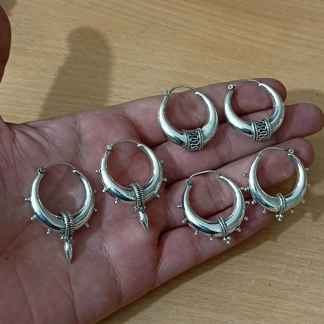 LARGE Hoop Earrings, Chunky Earrings, 925 Sterling Silver Earrings ...