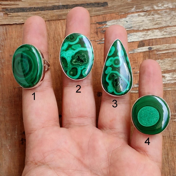 Malachite Rings - Etsy