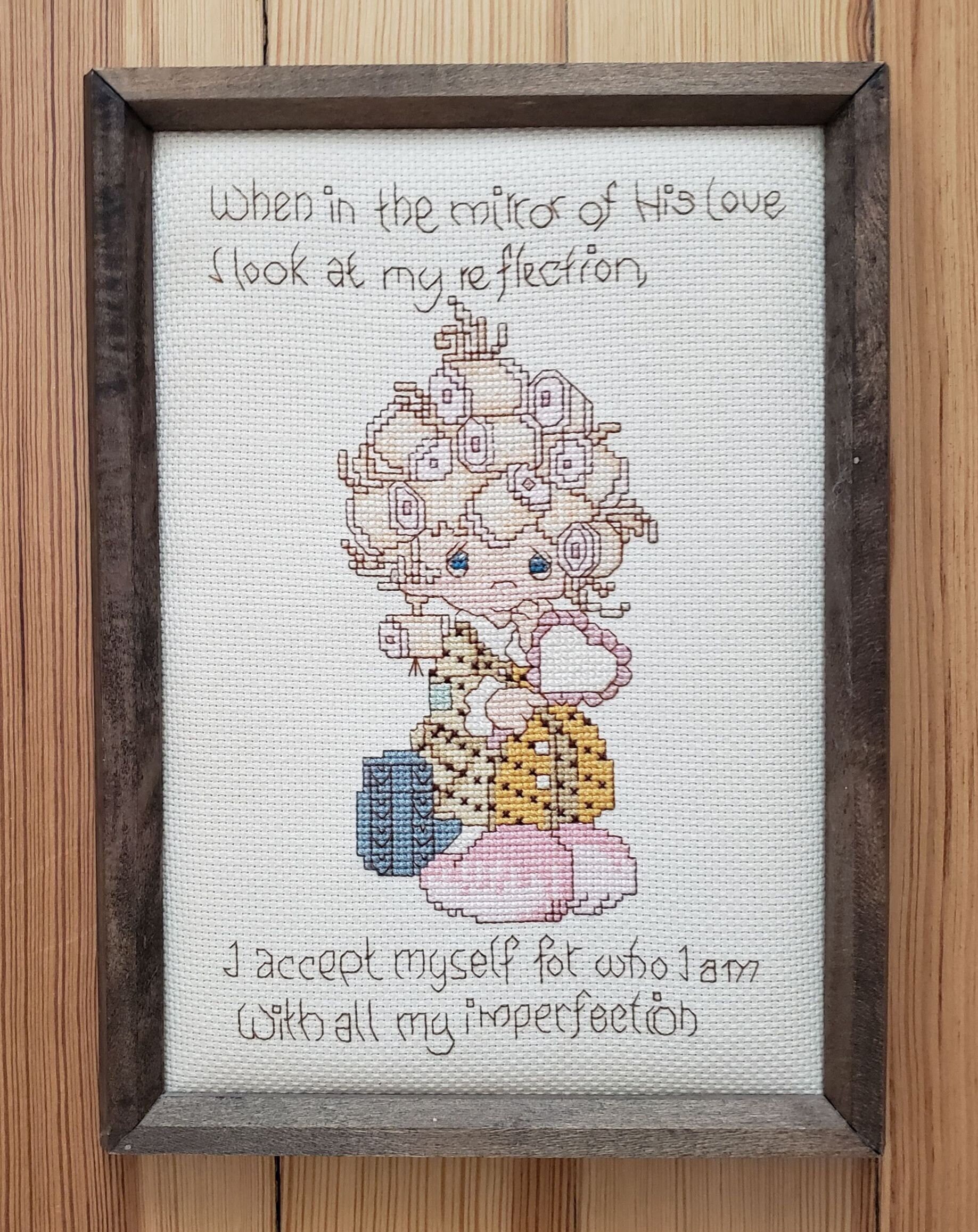 Precious Moments Cross Stitch Pattern: Self-esteem Acceptance Quote ...