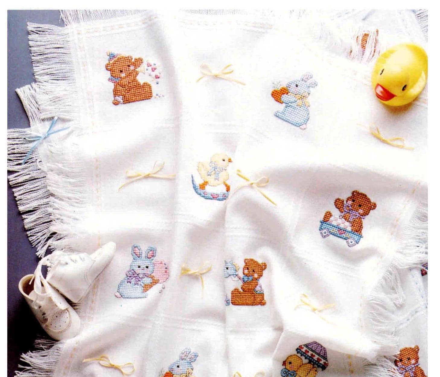 Baby Cross Stitch Blanket Pattern: Bear, Bunny, Duck Anne Cloth Afghan ...