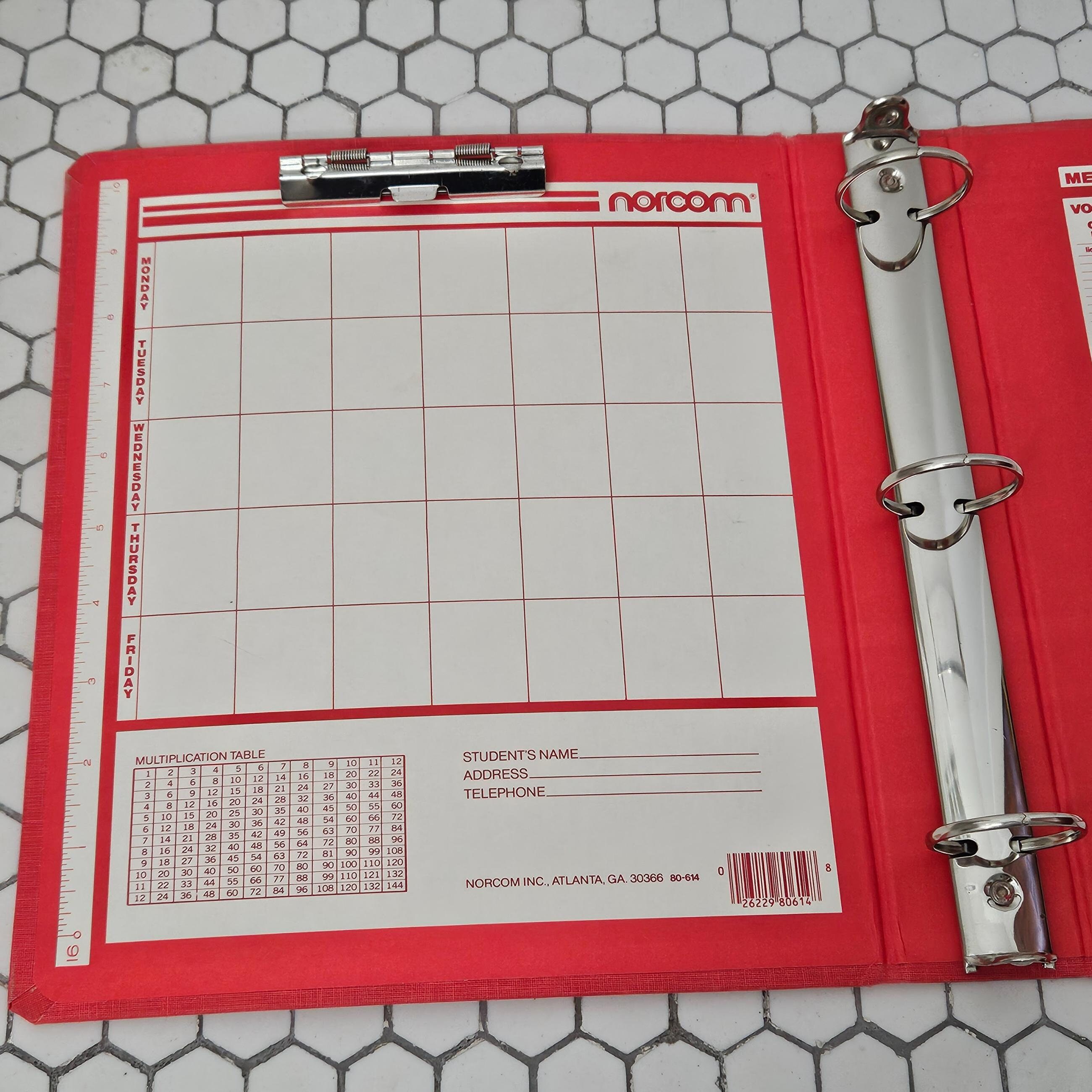 Vintage Norcom Canvas Binder, Red 1 1/2 3-ring Notebook, Metal Clip ...