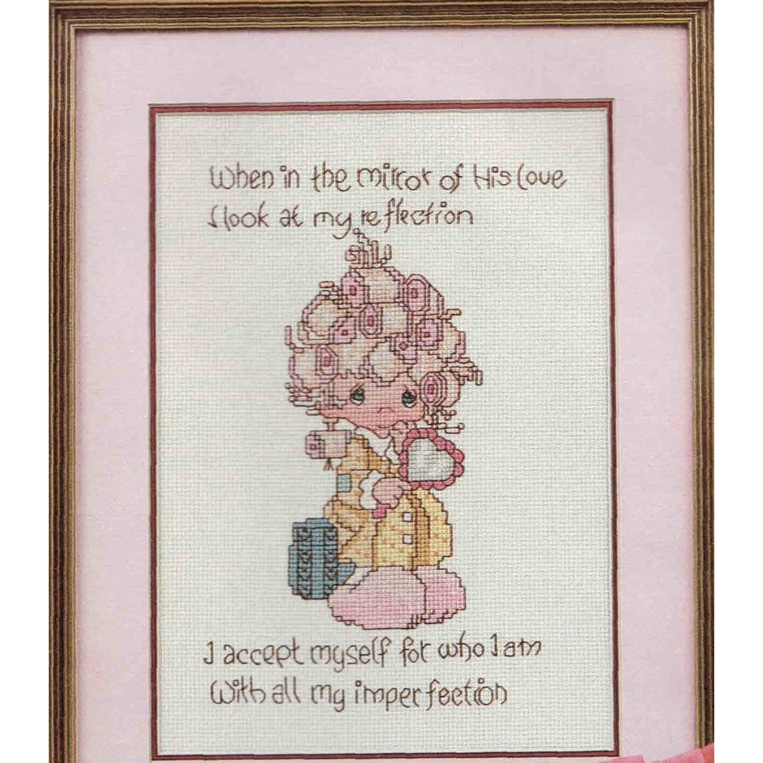 Precious Moments Cross Stitch Pattern: Self-esteem Acceptance Quote ...