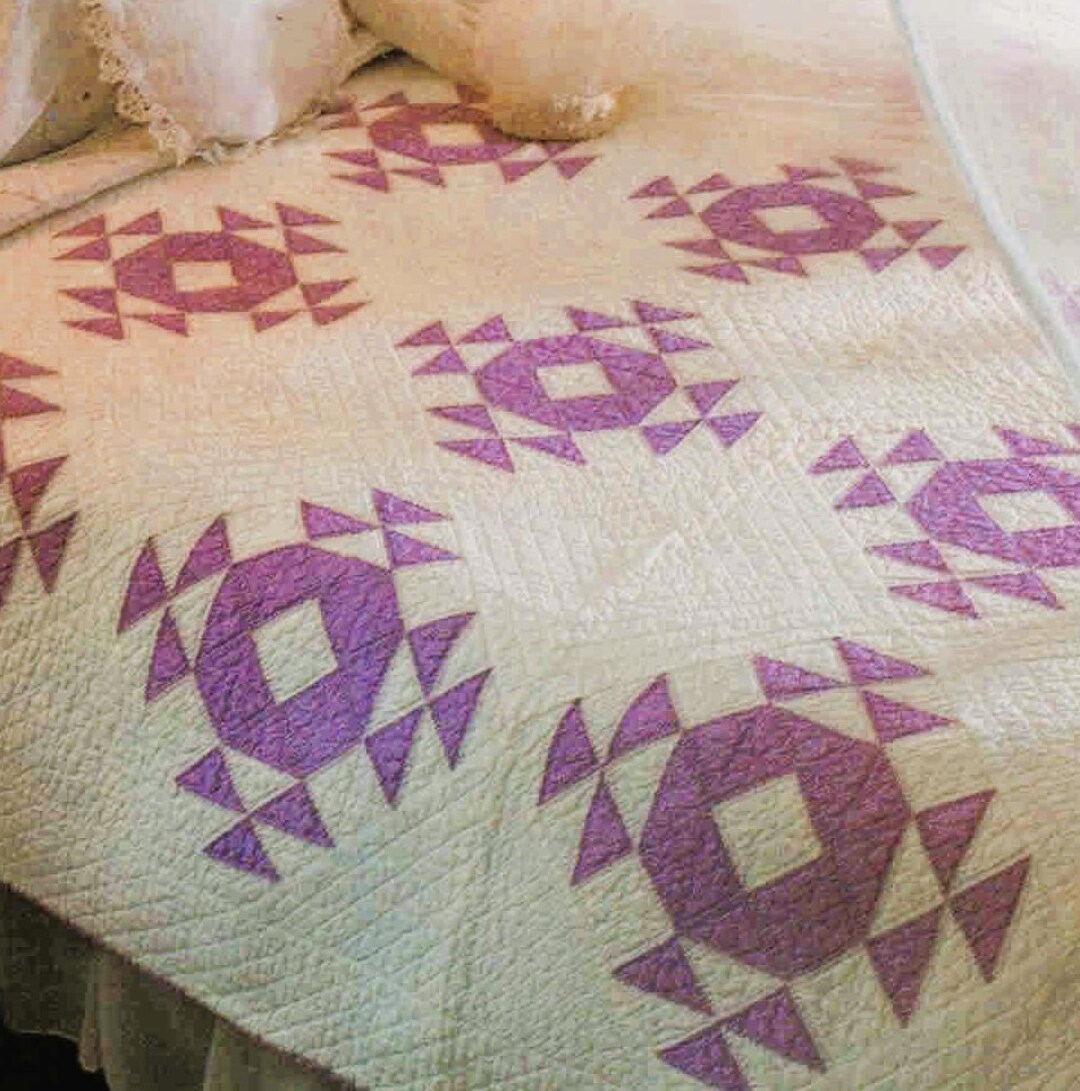 Vtg Wedding Rings Patchwork Bedspread Quilt PDF Pattern, 25 Patch Block ...