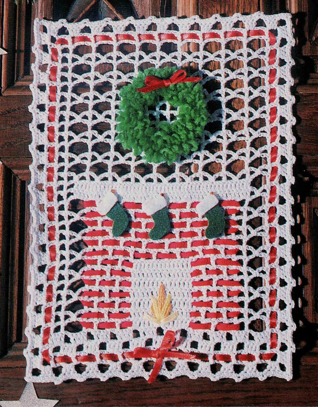 2 Vintage Filet Lace Crochet PDF Patterns, 3-D Christmas Holiday ...