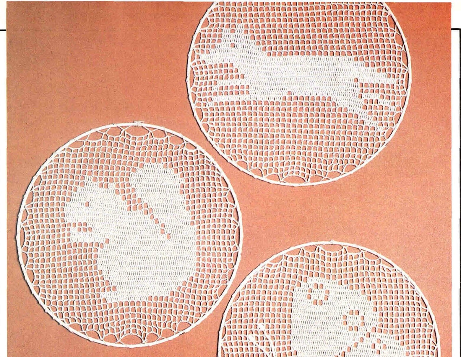 Vintage Filet Lace Crochet PDF Pattern, Easy Animals: Squirrel, Fox ...