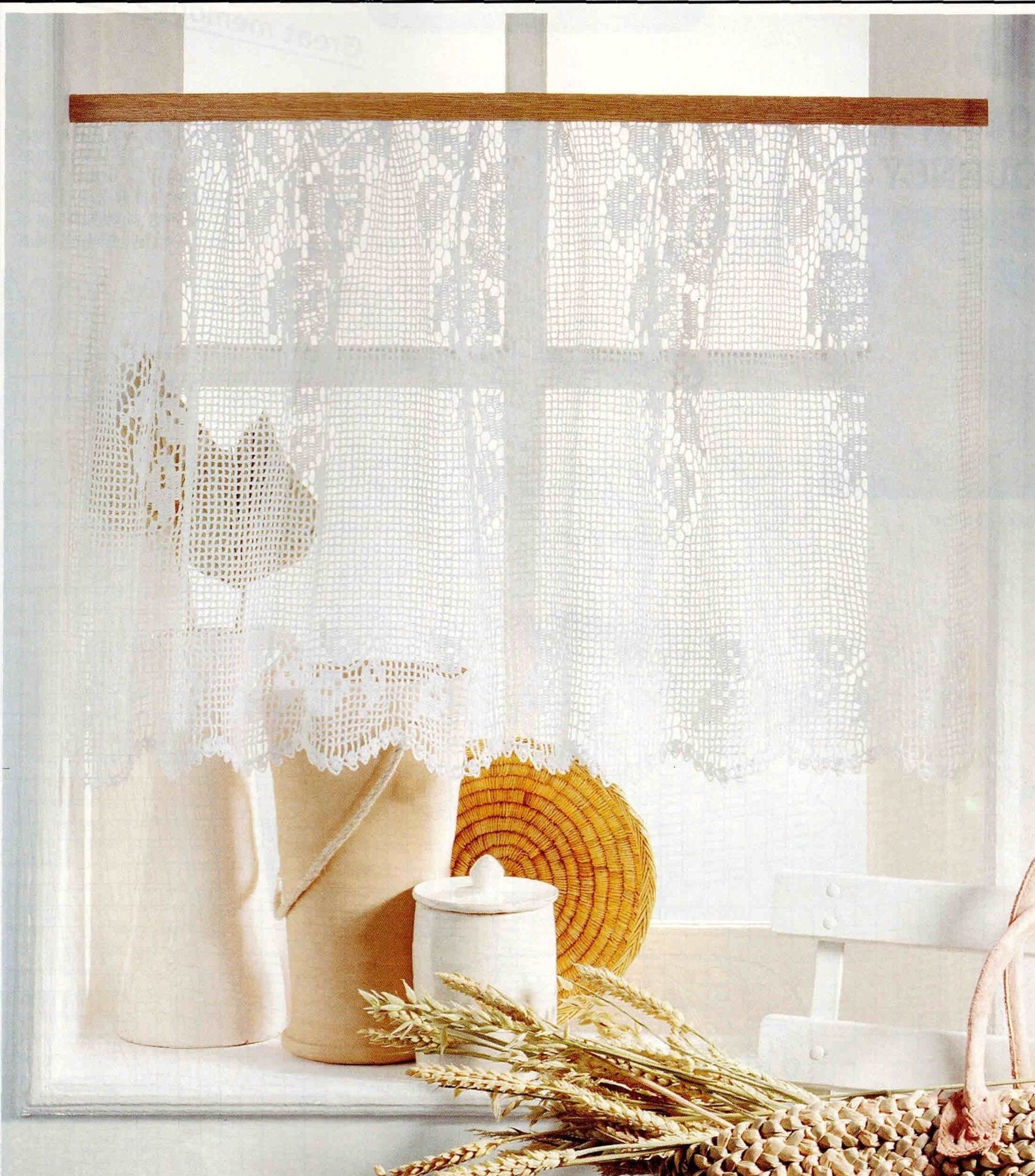 Crochet Rose Cafe Curtain Pattern: Vintage Floral Filet Lace (digital ...