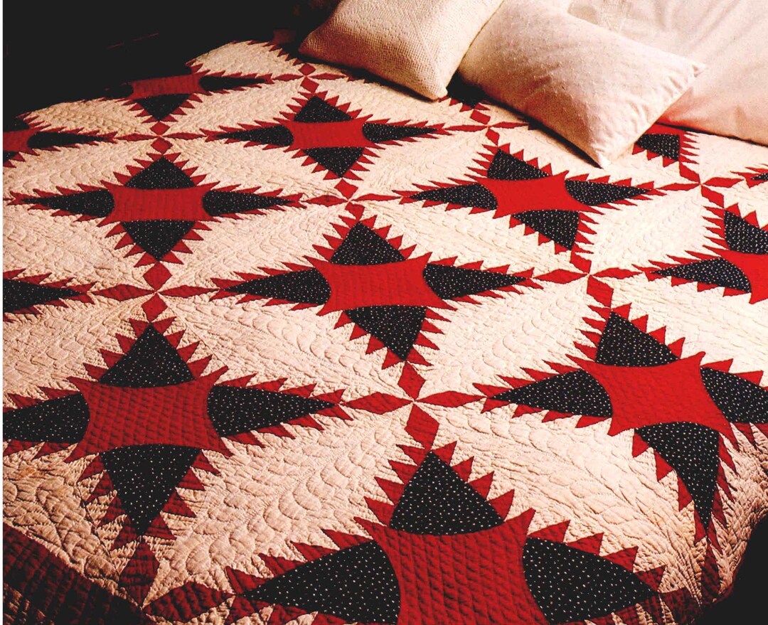 Pine Burr Quilt Pattern: 72"x80" Bedspread, 18" Finished Blocks ...