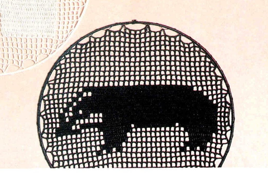Vintage Filet Lace Crochet PDF Pattern, Easy Animals: Squirrel, Fox ...