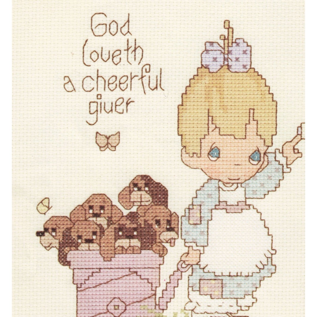 Precious Moments Cross Stitch Pattern: Girl & Puppies (digital PDF ...