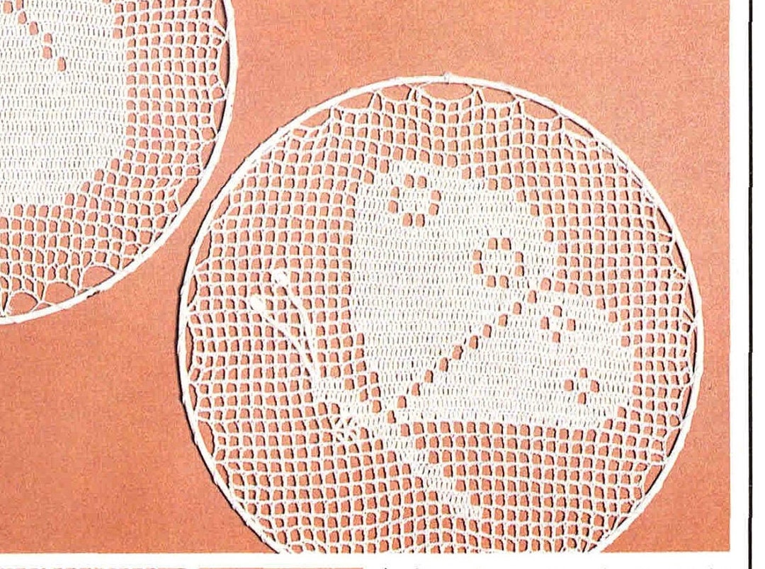 Vintage Filet Lace Crochet PDF Pattern, Easy Animals: Squirrel, Fox ...