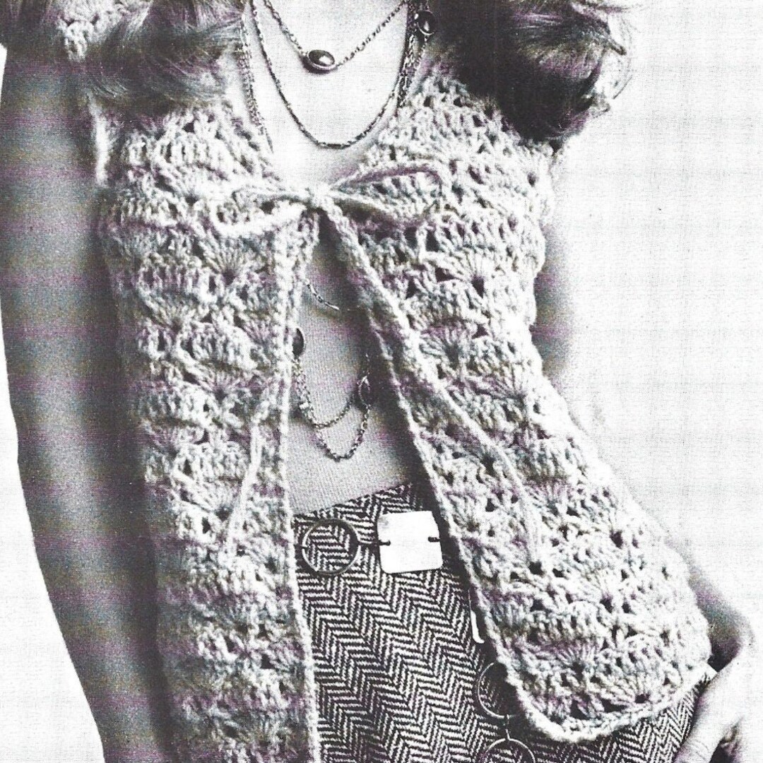 1960s Crochet Vest Pattern: Women Long Top, Sizes Small-large (digital ...