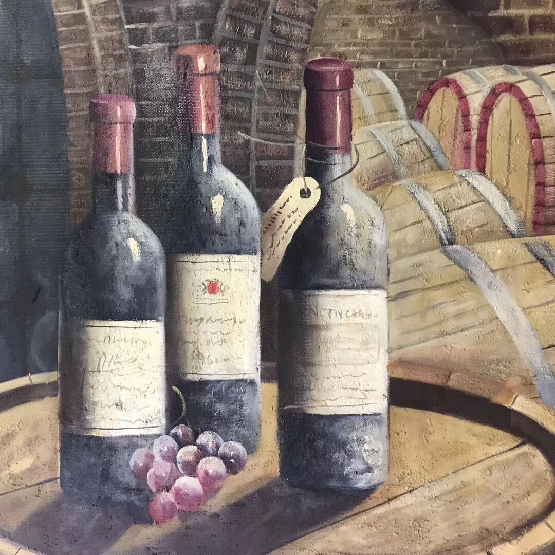 Vintage Red Wine Cellar Western Wall Art Canvas Painting Wine Bottles ...