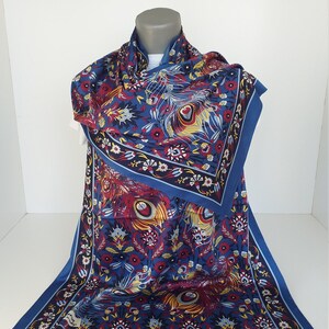Blue Turkish Shawl, Turkish Head Scarf, Peacock Pattern Shawl, Boho ...