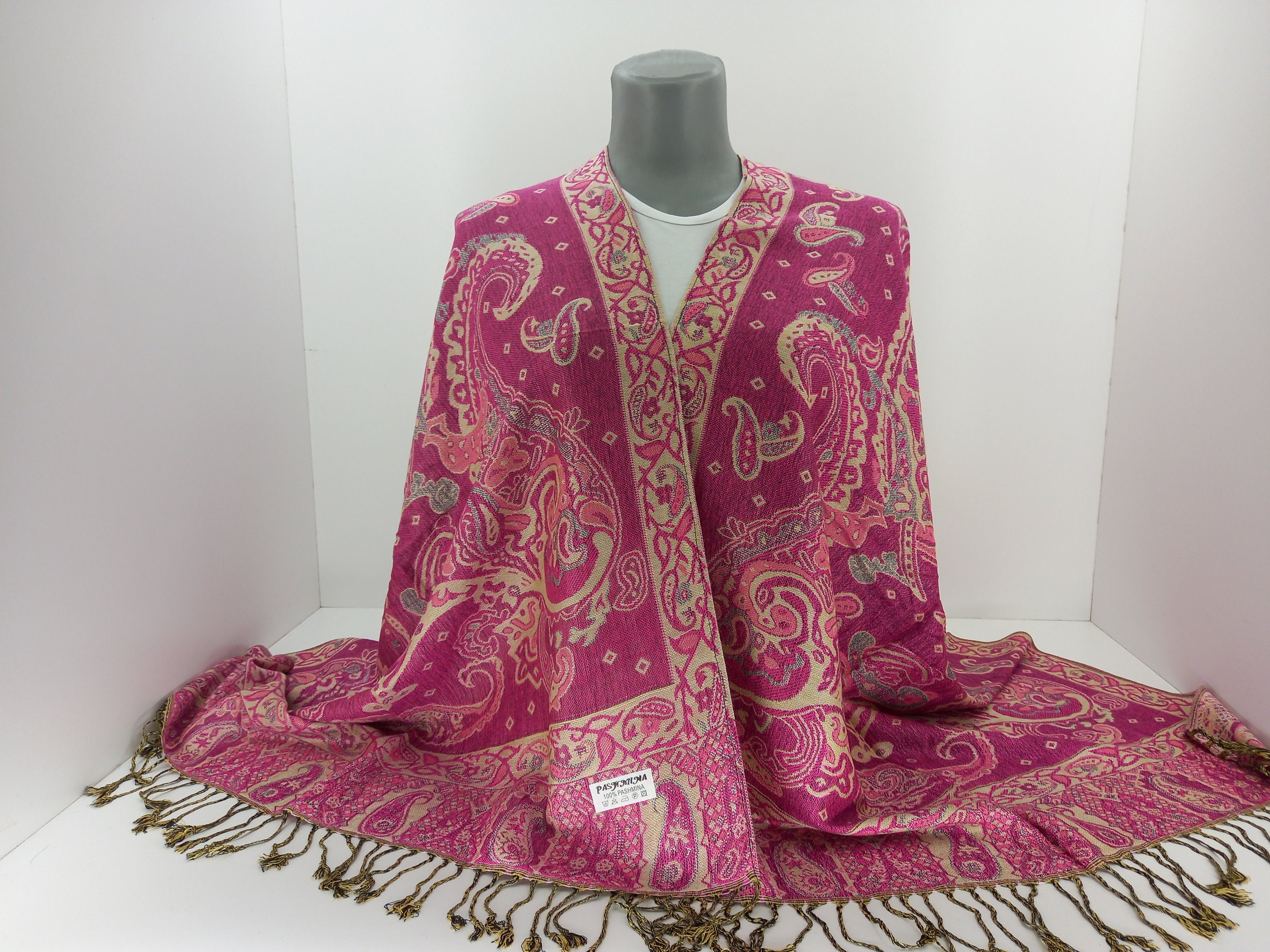 Reversible pashmina Scarf Shawl Wrap Pink shawl turkish | Etsy