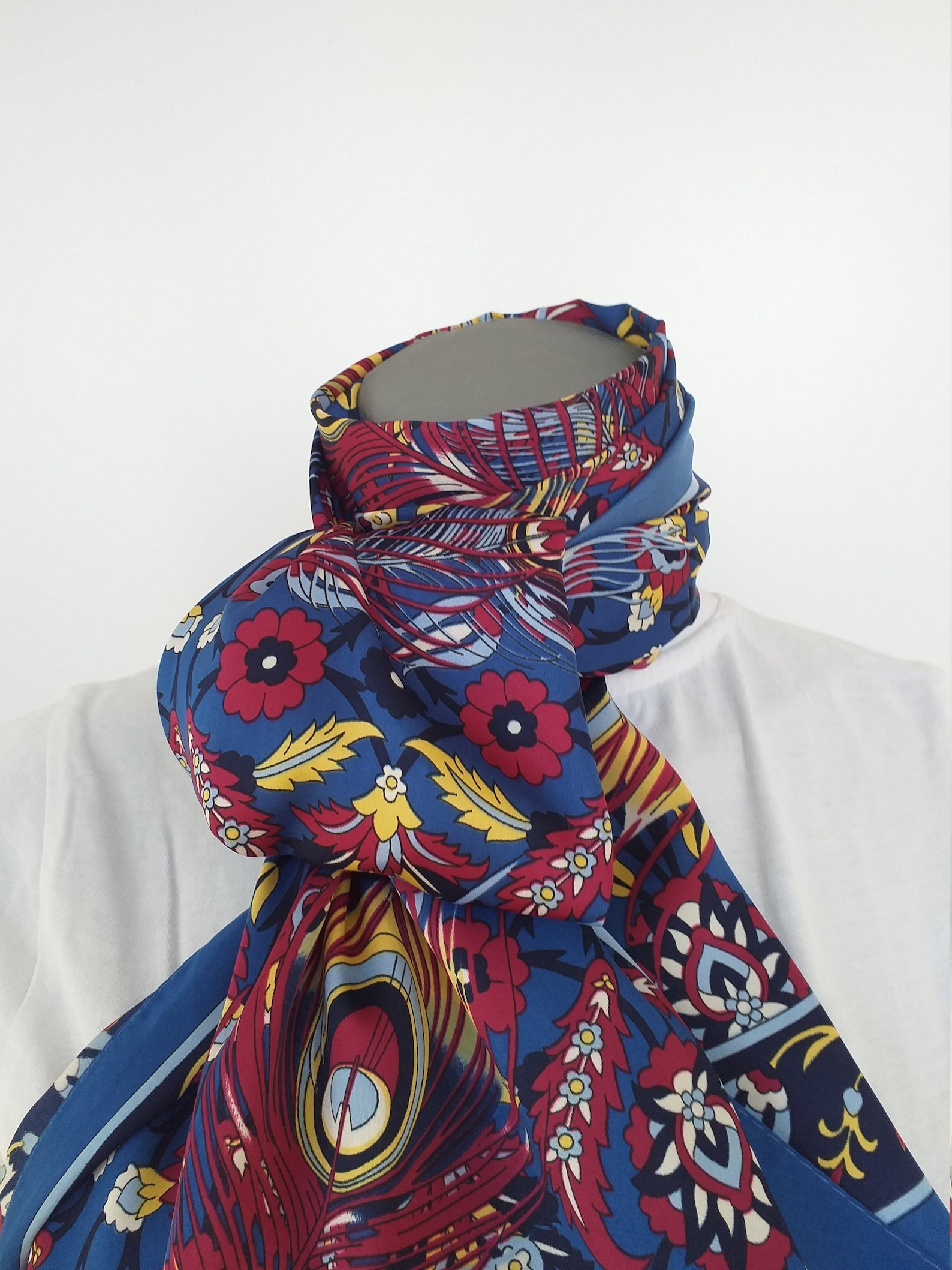 Blue Turkish Shawl Turkish Head Scarf Peacock Pattern Shawl | Etsy