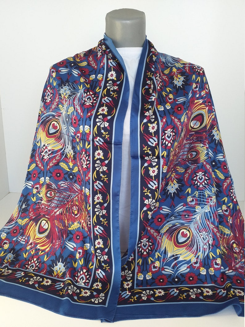 Blue Turkish Shawl Turkish Head Scarf Peacock Pattern Shawl - Etsy
