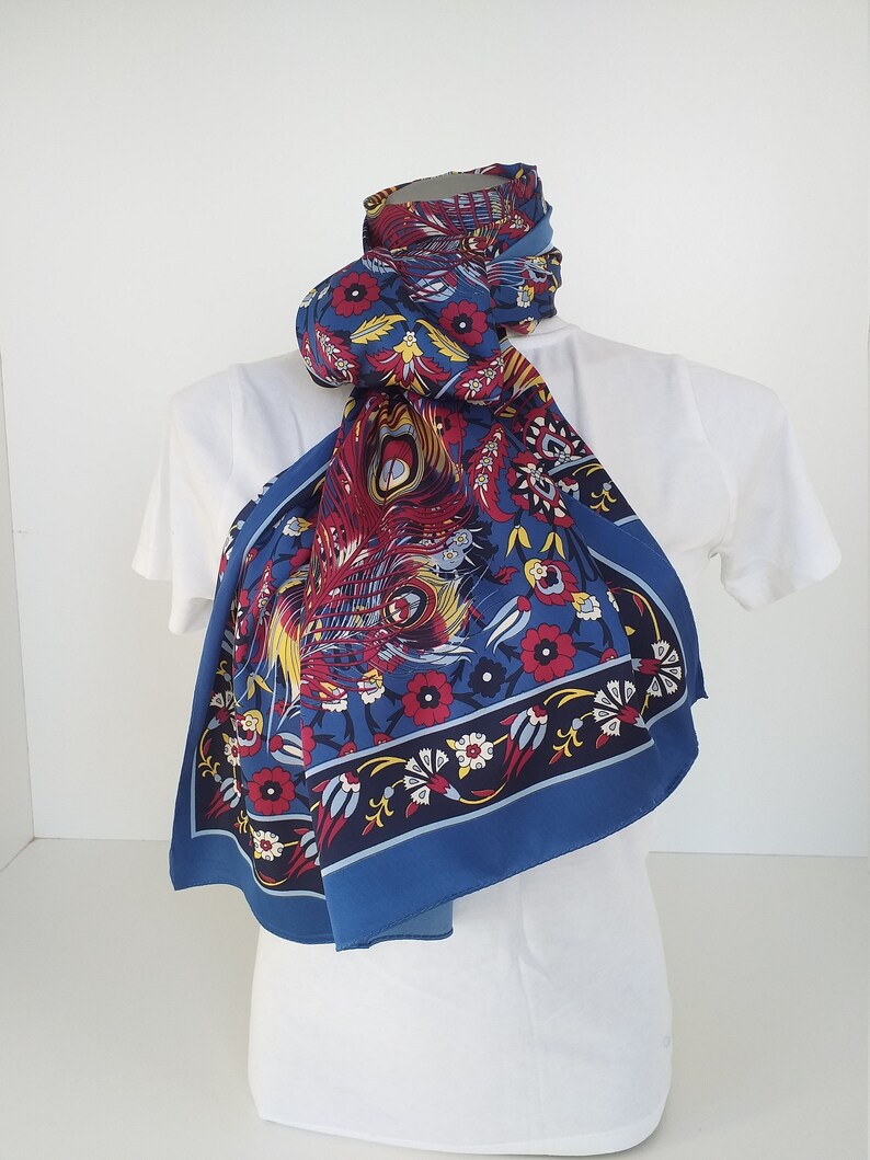 Blue Turkish Shawl Turkish Head Scarf Peacock Pattern Shawl | Etsy