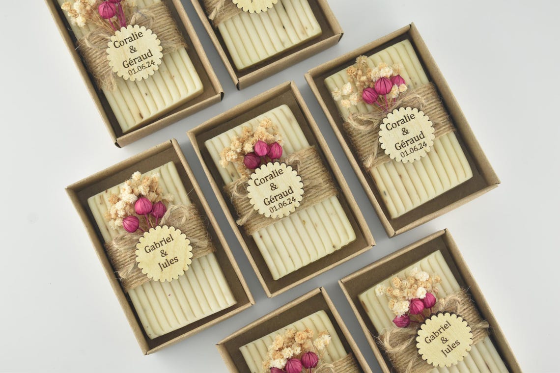 50 Pieces Wedding Favors Mini Soaps for Guests, Personalized Gift ...
