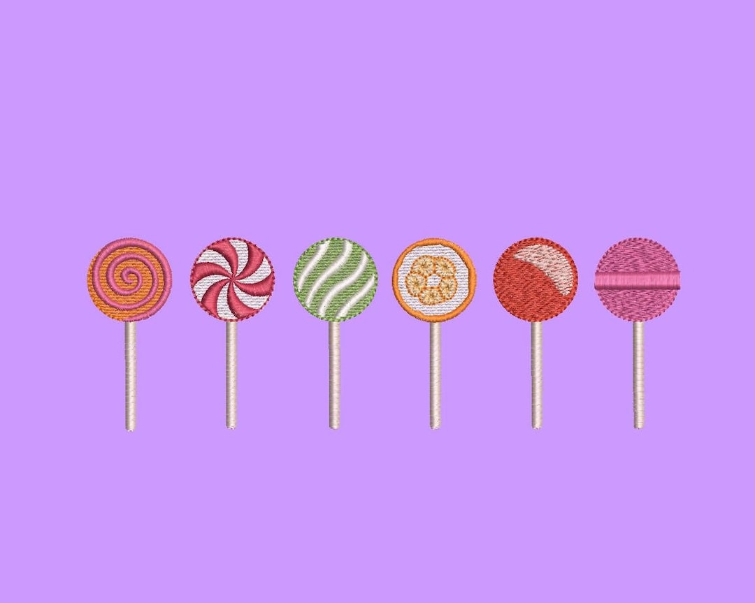 Lollypops - 6 Individual Lollipops - Machine Embroidery Design - Etsy