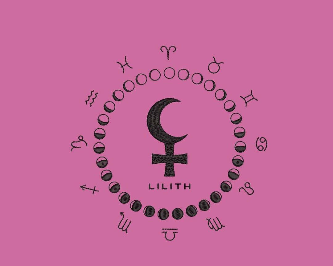 Black Moon Lilith Moonphase Zodiac Machine Embroidery Design - Etsy