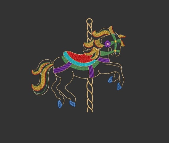 Carousel Horse Machine Embroidery Design - Etsy