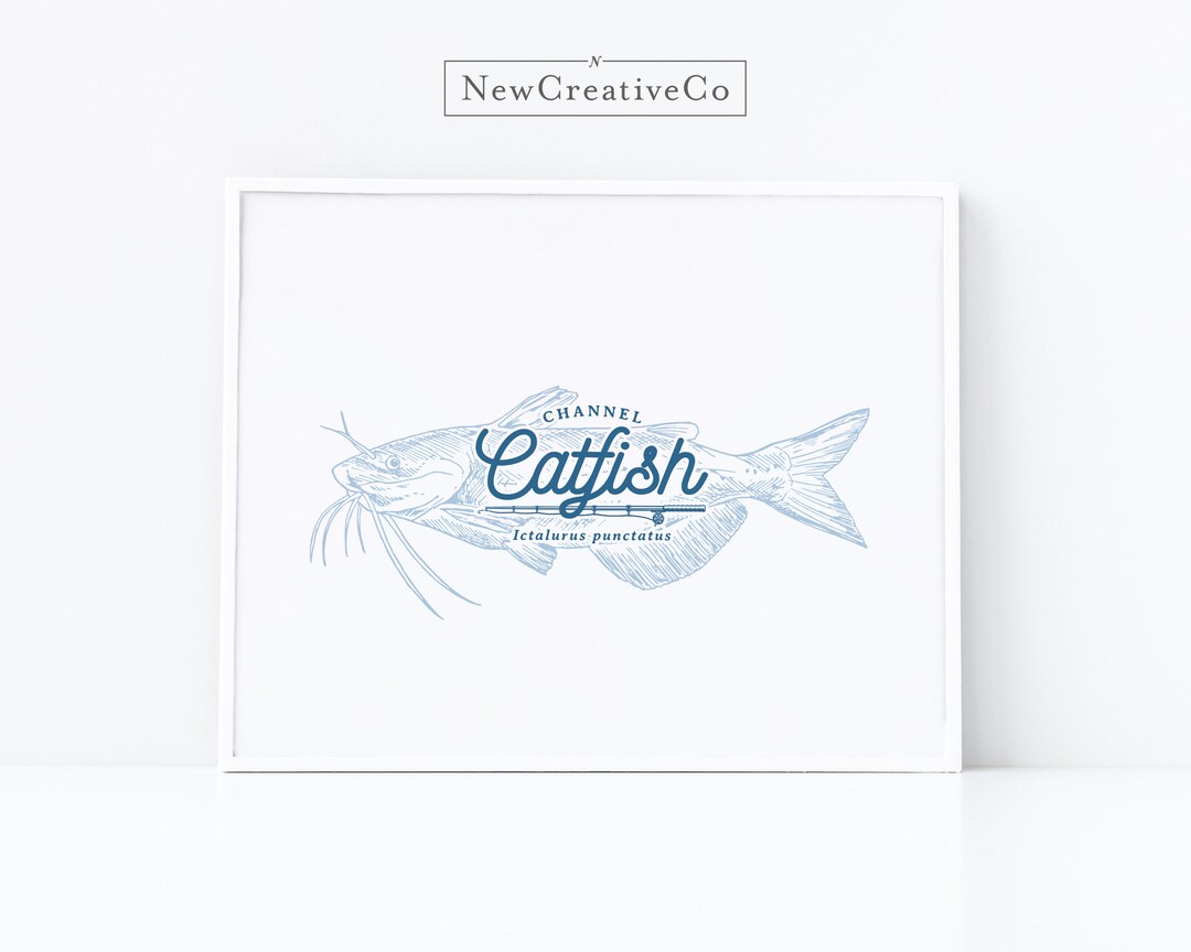 Digital Download, CATFISH, Fish Wall Art, Nautical Wall Art, Lake Beach ...