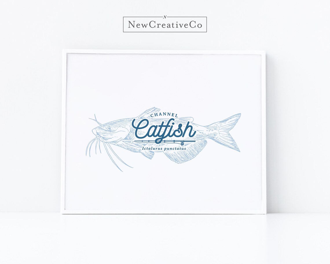 Digital Download, CATFISH, Fish Wall Art, Nautical Wall Art, Lake Beach ...