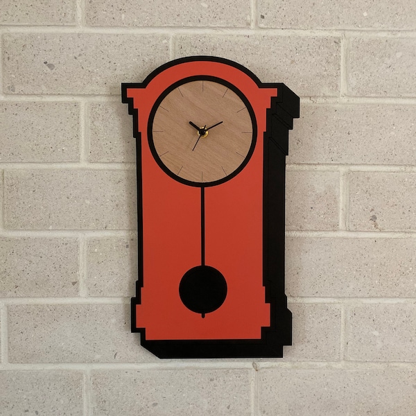 Red Wood Wall Clock - Etsy