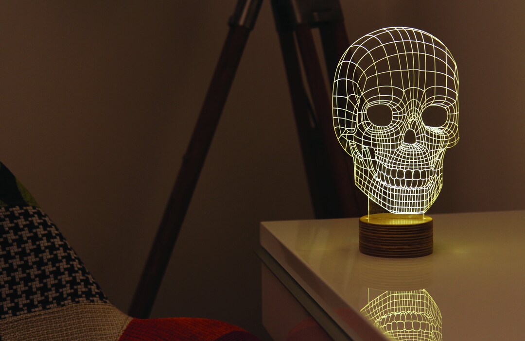 The Original SKULL BULBING Optical Illusion 2D to 3D Table Lamp, Eco ...
