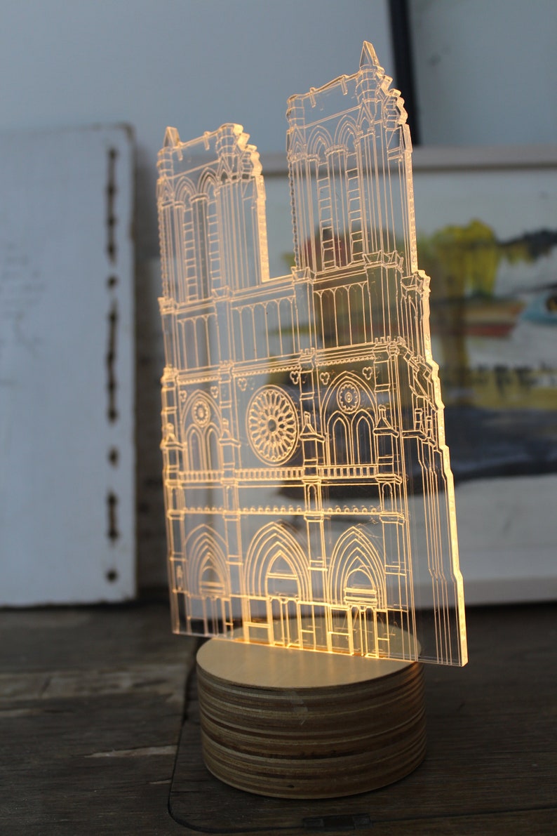Notre Dame Paris Lamp, Art Travel Decor, Paris Home Decor, LED Table ...