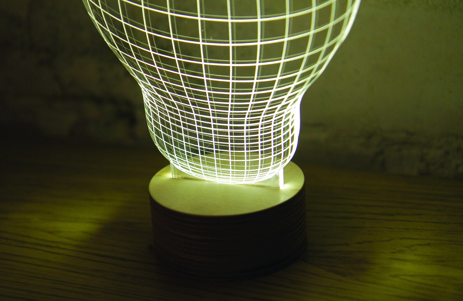 BULB Optical Illusion Table Lamp Bedside Lamp Wooden - Etsy