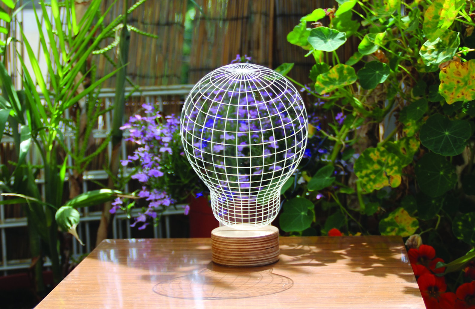 BULB Optical Illusion Table Lamp | Bedside Lamp | Wooden Bedside Lamp ...