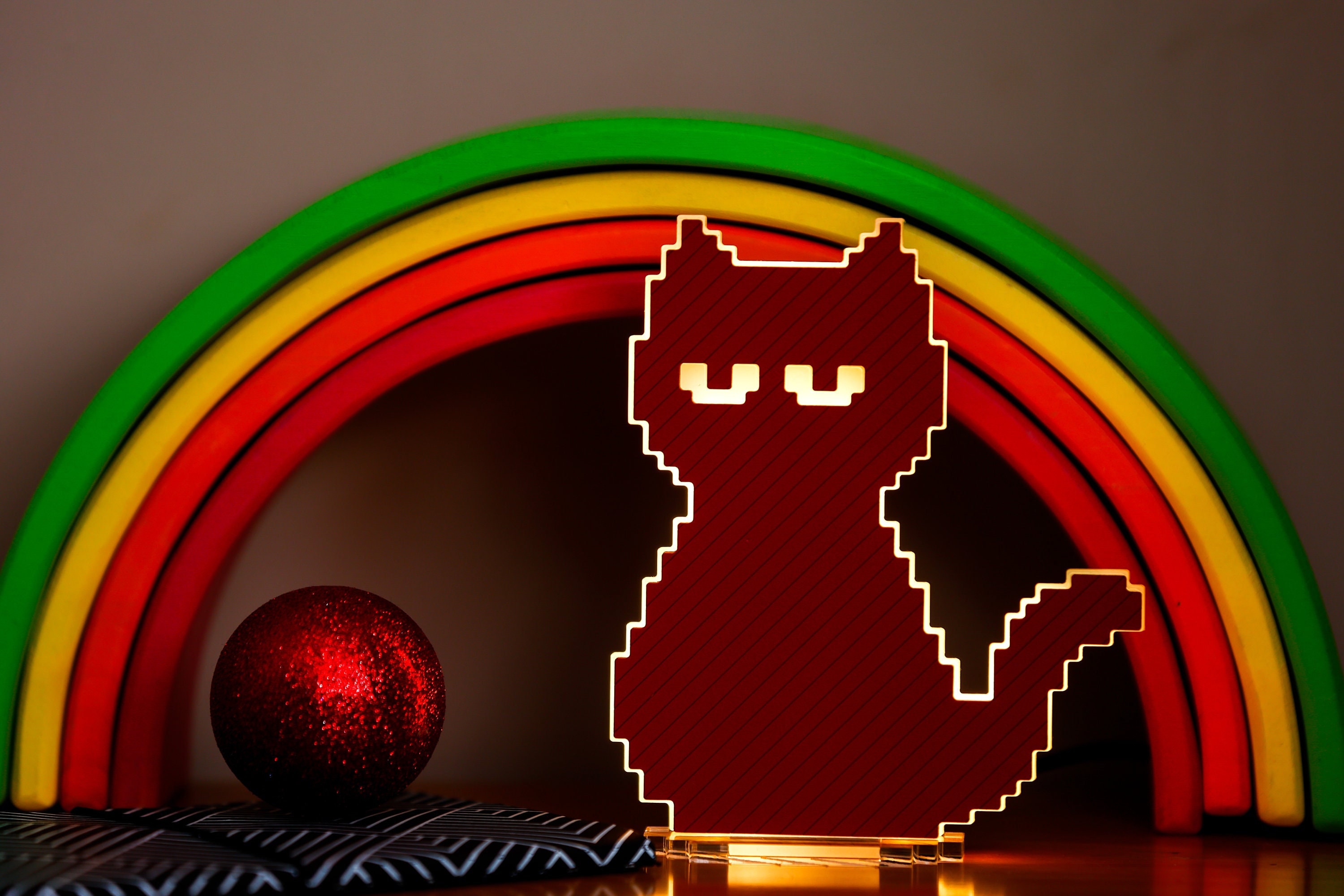 Red Cat Lamp, Gamer Room Decor, Pixel Desk Lamp, Small Table Lamp ...