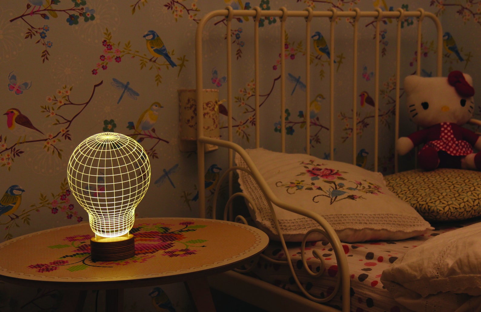 BULB Optical Illusion Table Lamp Bedside Lamp Wooden - Etsy