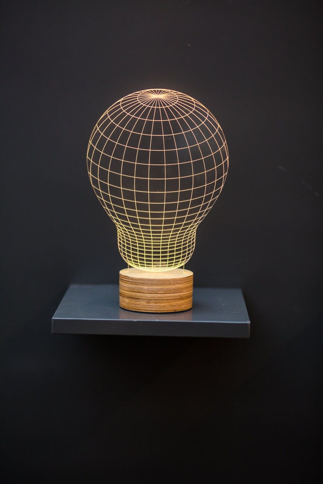 Unique Bedside Table Lamp, Side Table Lamp, Living Room Decor, Wooden ...