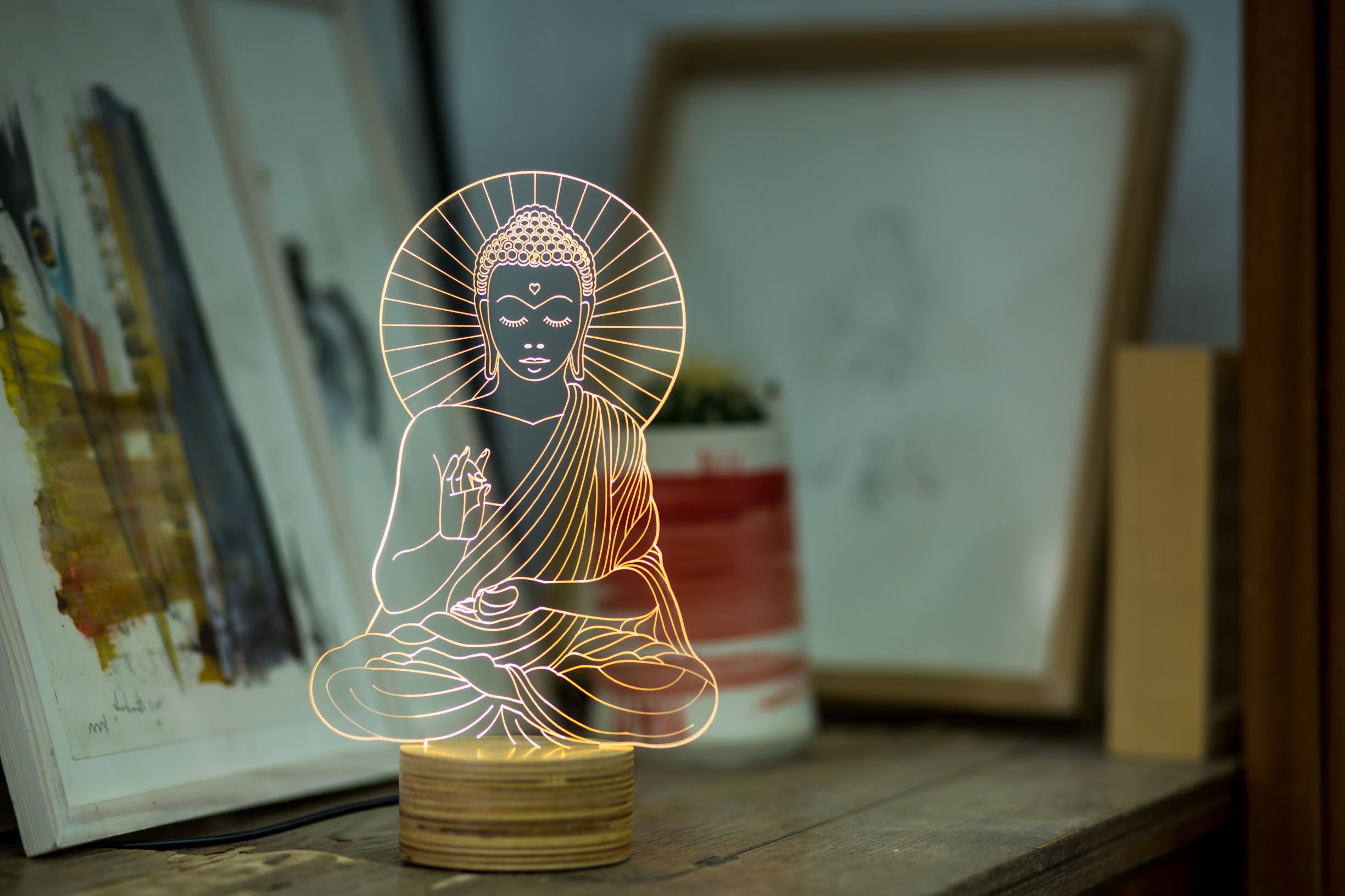 BUDDHA BULBING Optical Illusion 2D to 3D Table Lamp - Etsy