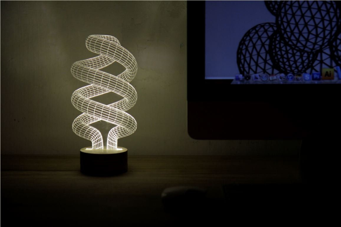 The Original SPIRAL BULBING Optical Illusion 2D to 3D Table Lamp, Eco ...