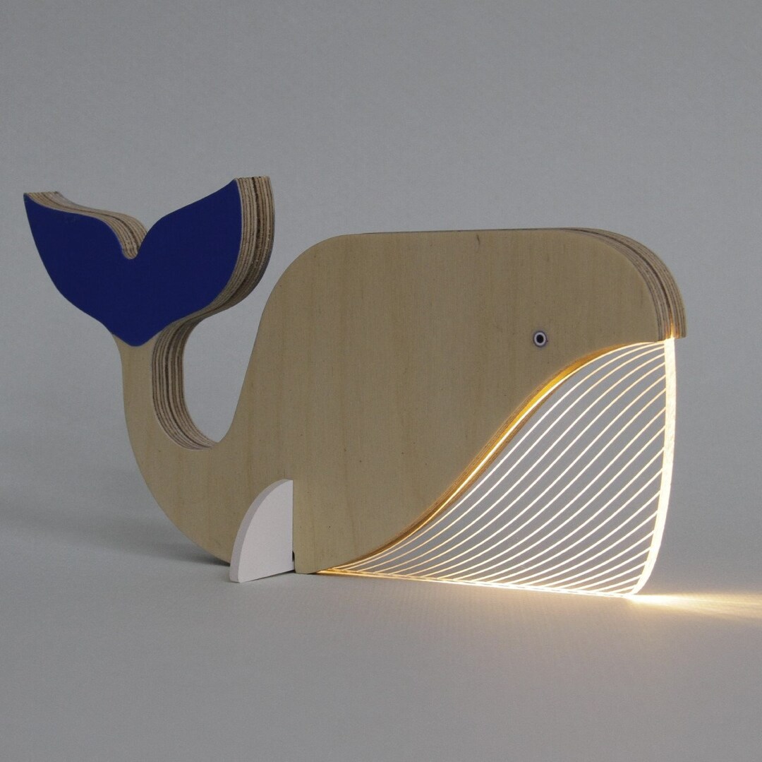 Whale Lamp, Wooden Lamp, Decorative Kids Lamp, Nursery Room Art Decor ...