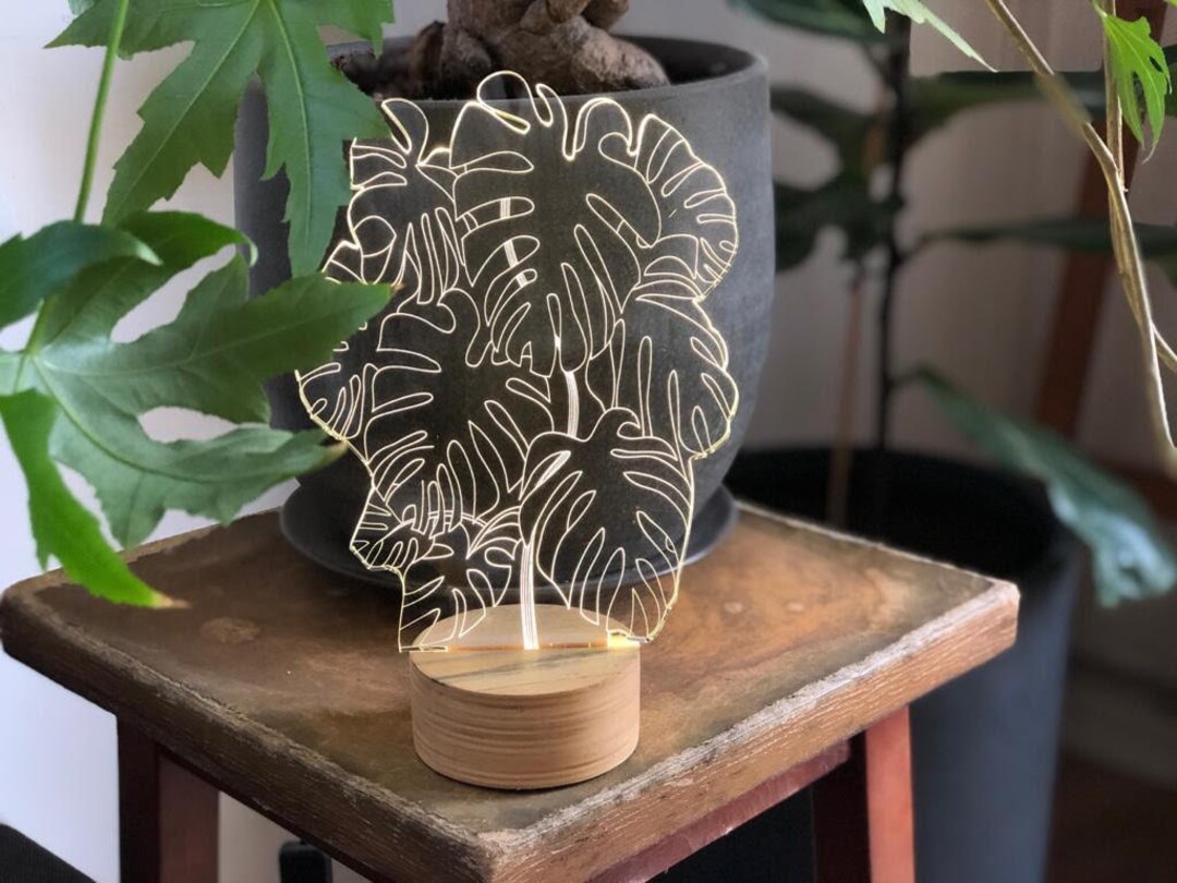 Monstera - Table Lamp | Wood Table Lamp | Bedside Lamp | Wooden Bedside ...