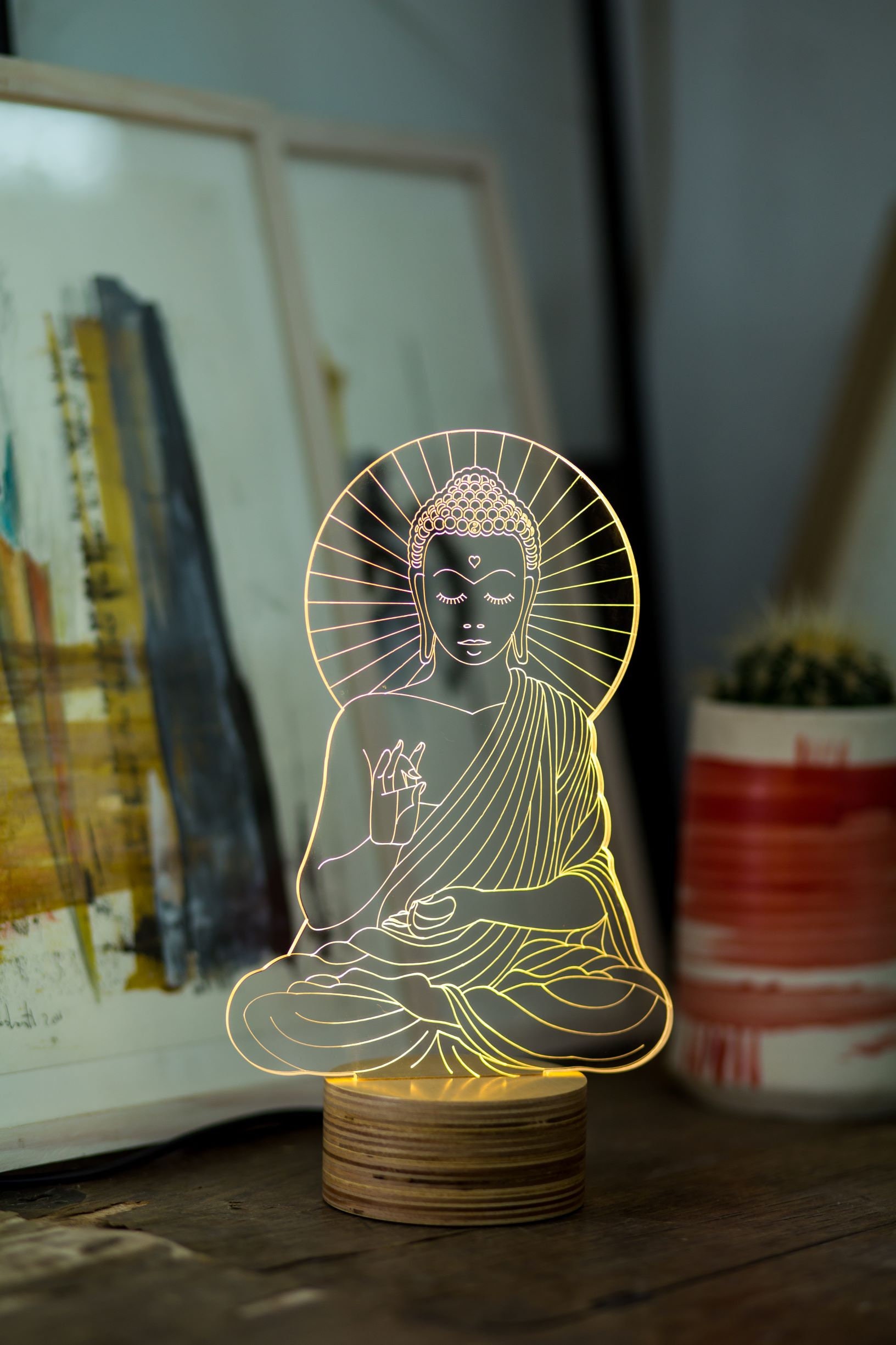 BUDDHA BULBING Optical Illusion 2D to 3D Table Lamp - Etsy